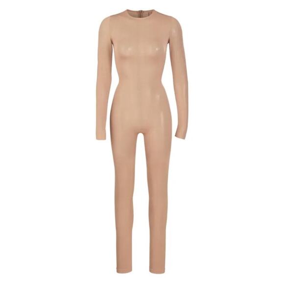 SKIMS | Tops | Skims Sheer Mesh Sculpt Full Body Catsuit Sienna Tan ...